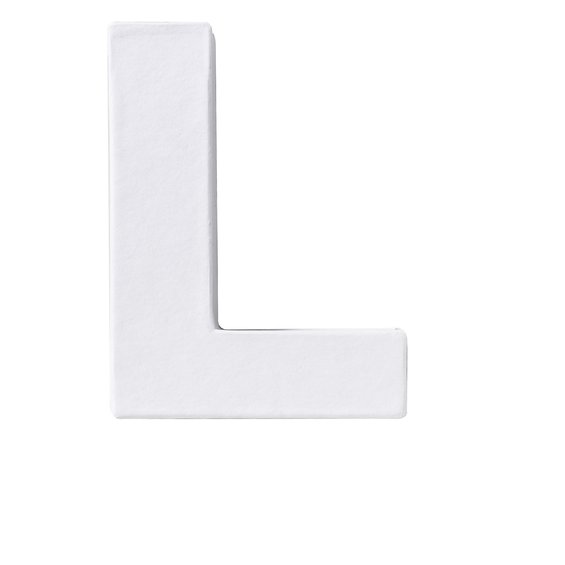Bokstav L papp h 10 cm vit