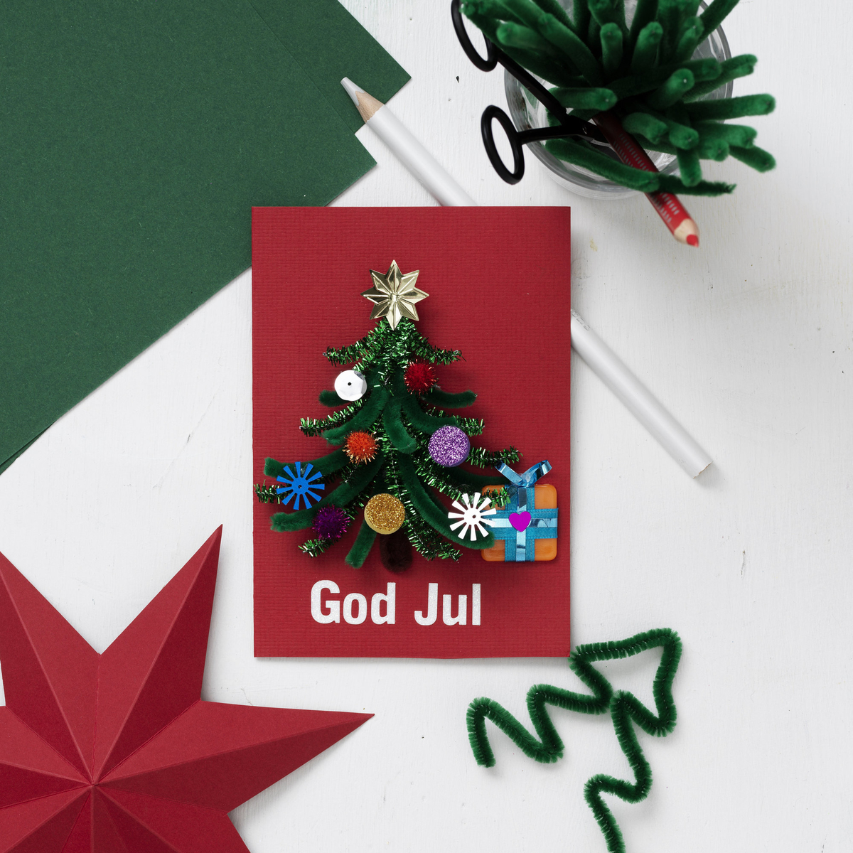 Lag egne julekort med piperensere
