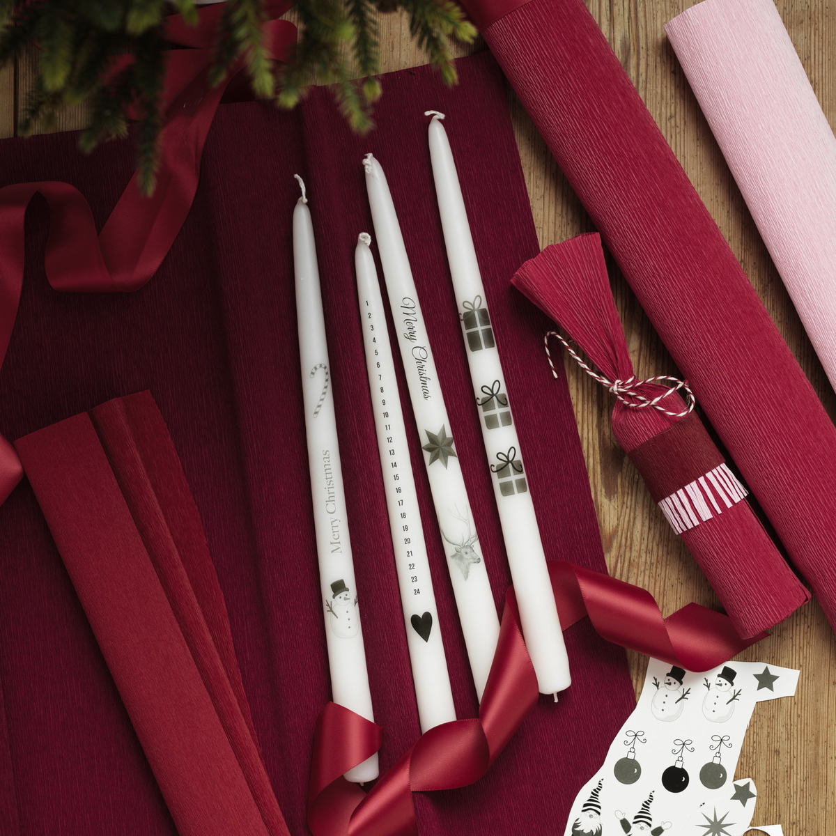 Dekorera ljus med klistermärken